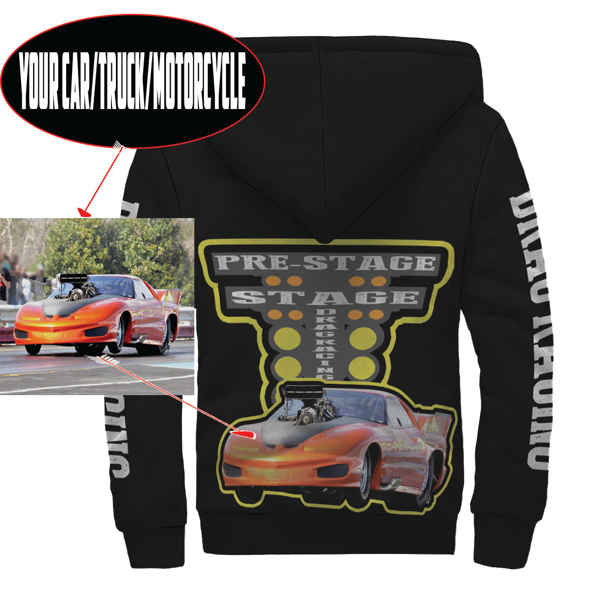Custom Drag Racing Sherpa Jacket With Photo