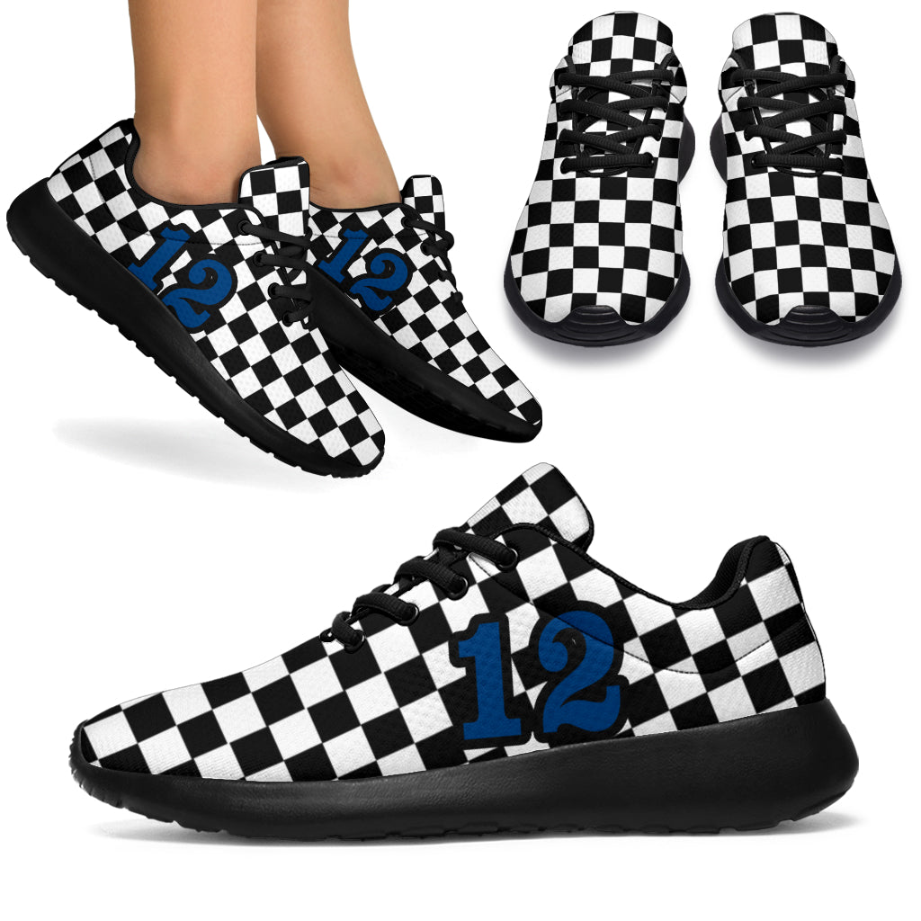 custom racing sneakers number 12 blue