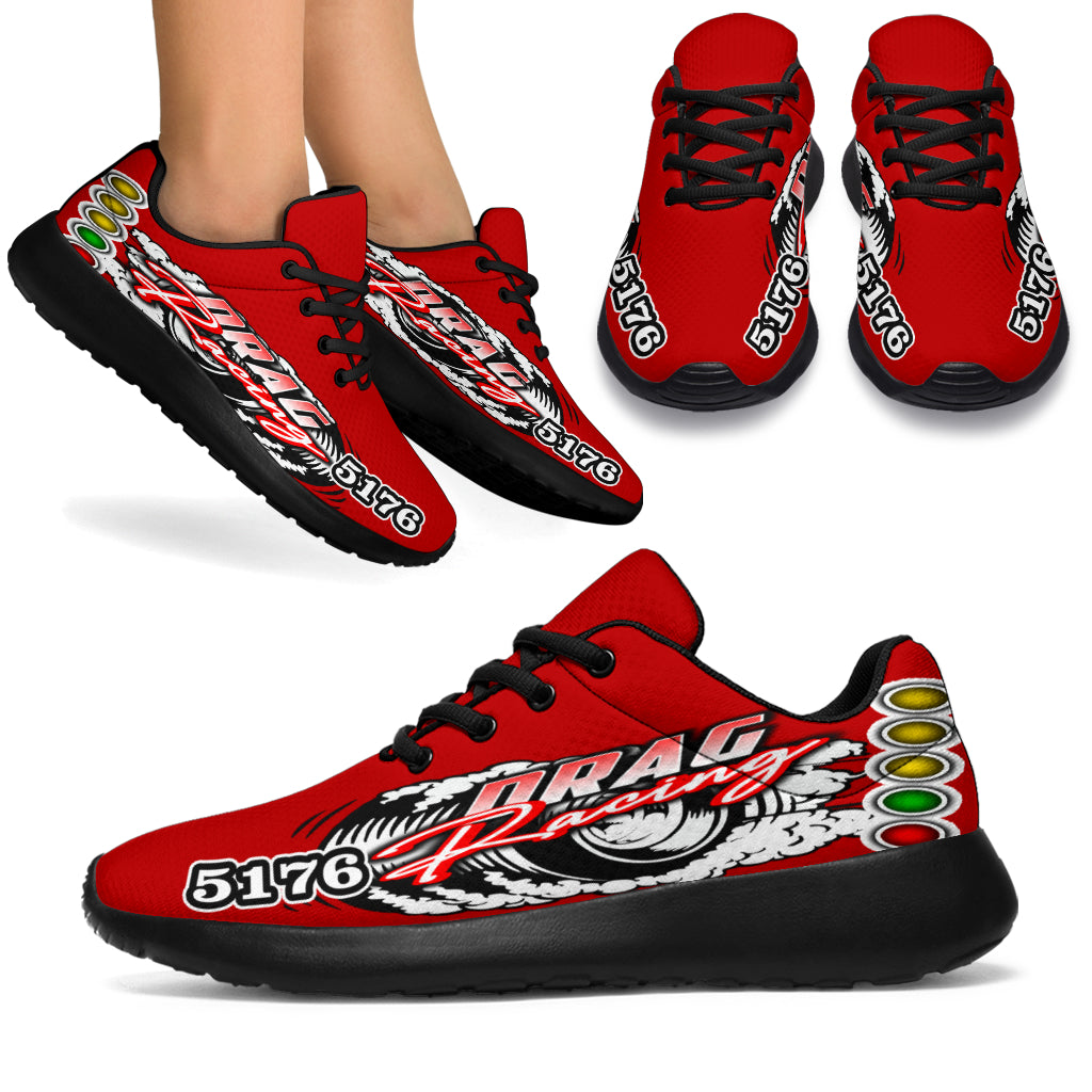 custom drag racing sneakers number 5176 red