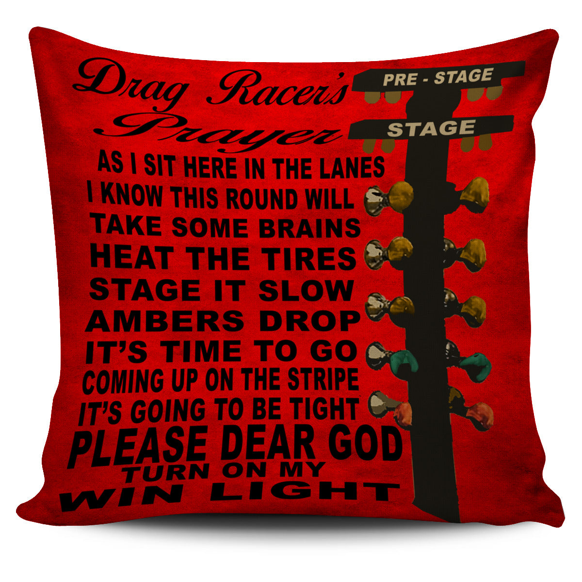 Drag Racer's Prayer Pillow Cover Red