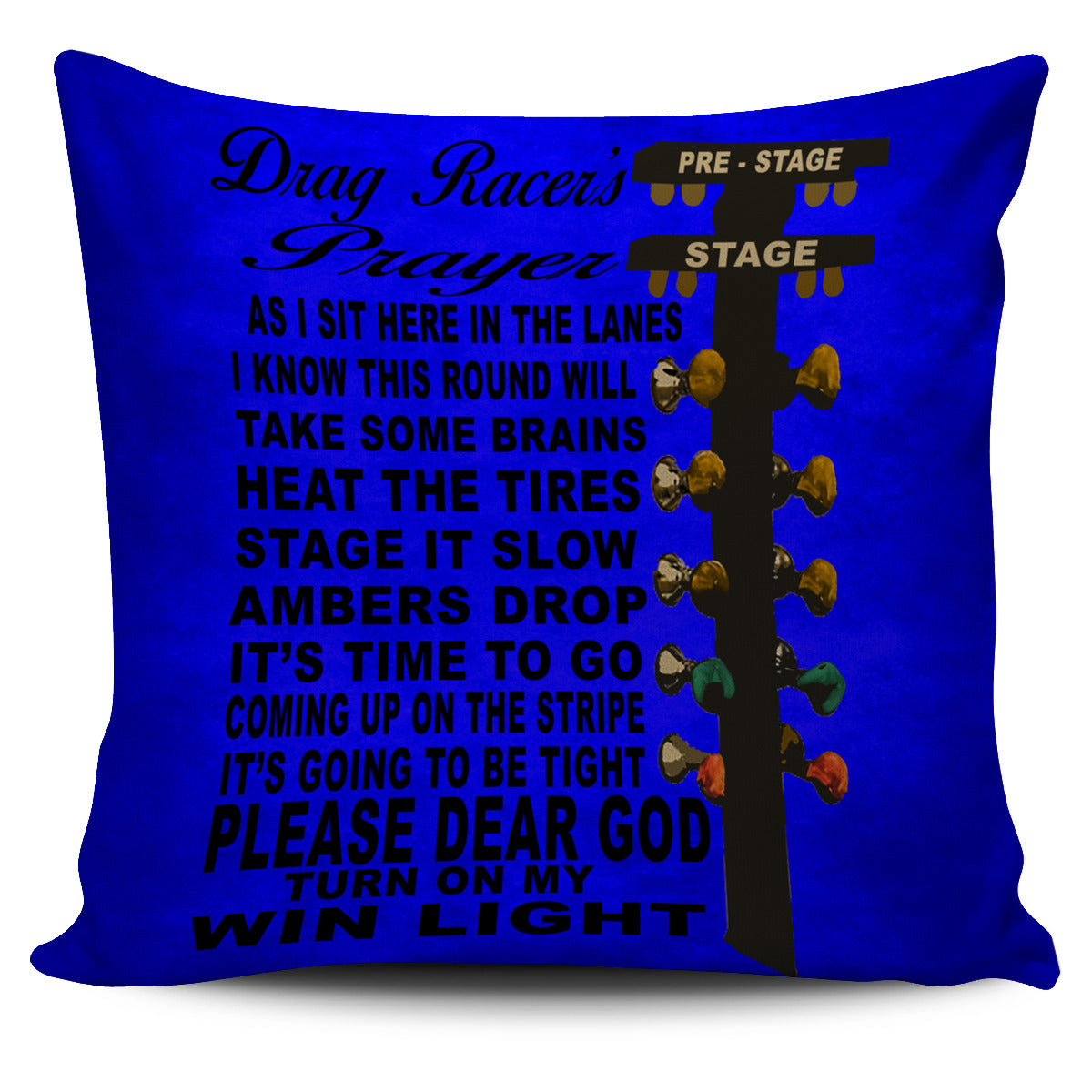 Drag Racer's Prayer Pillow Cover Blue