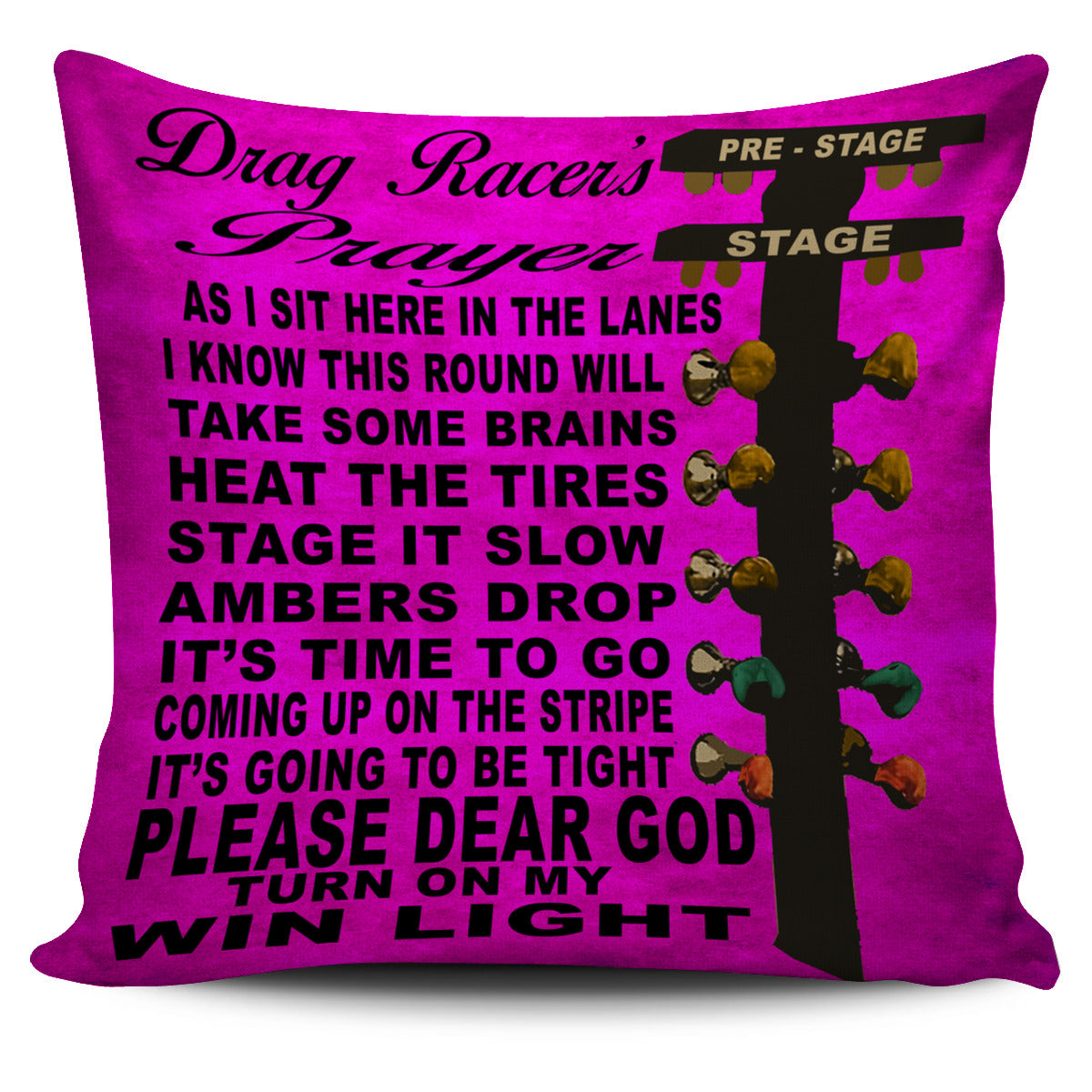 Drag Racer's Prayer Pillow Cover Pink