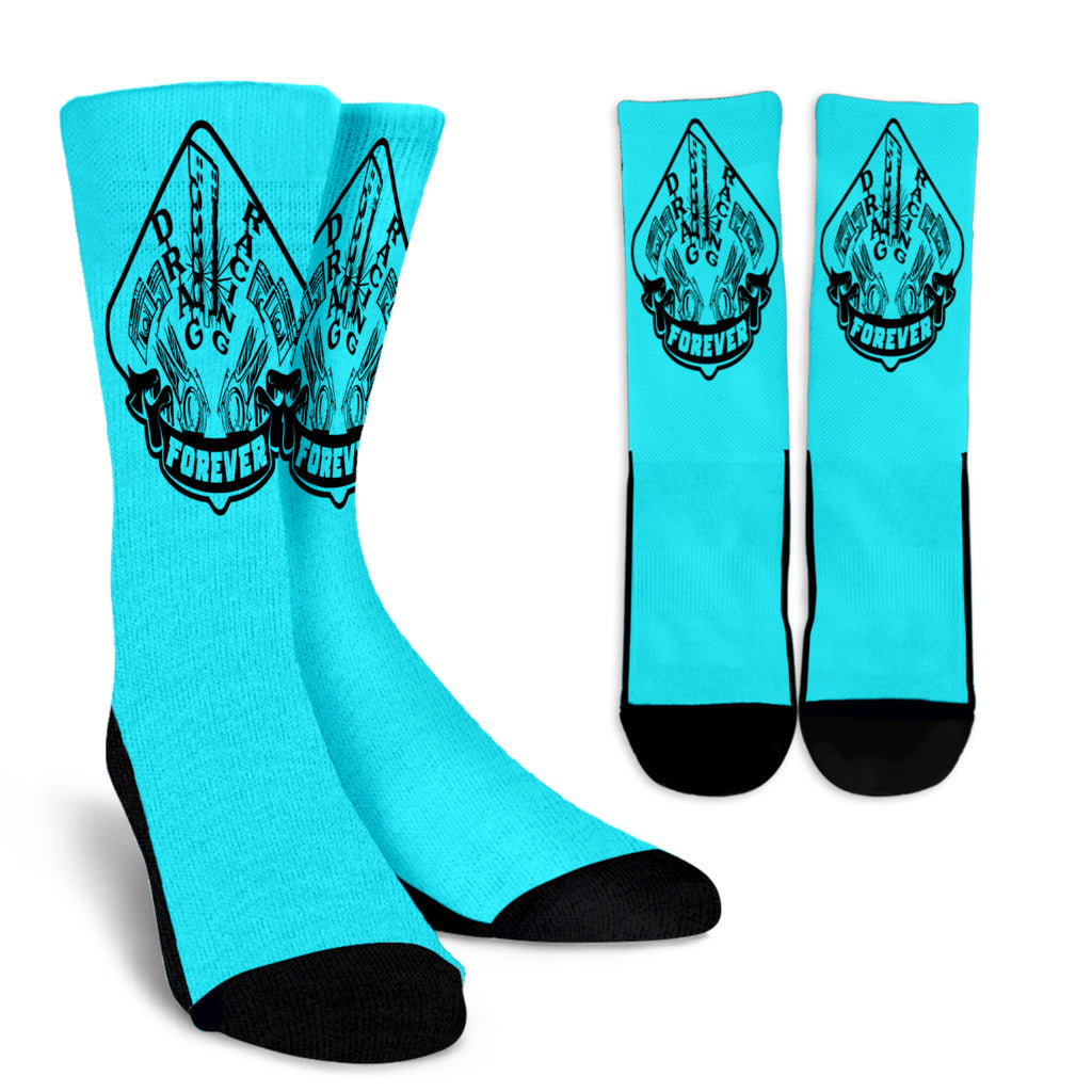 Drag Racing Forever Crew Socks Carolina Blue