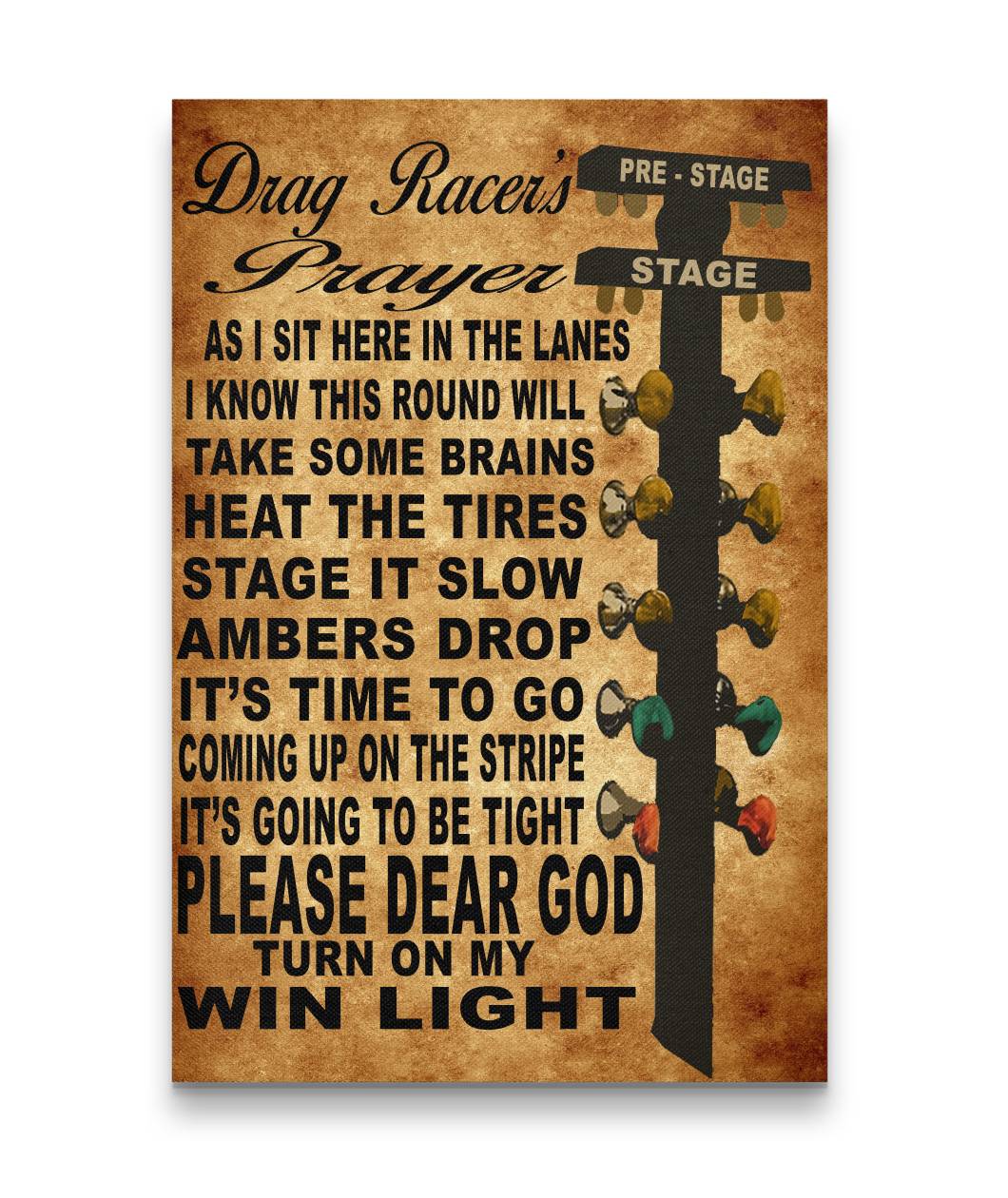 Drag Racer's Prayer Canvas Portrait US ONLY!