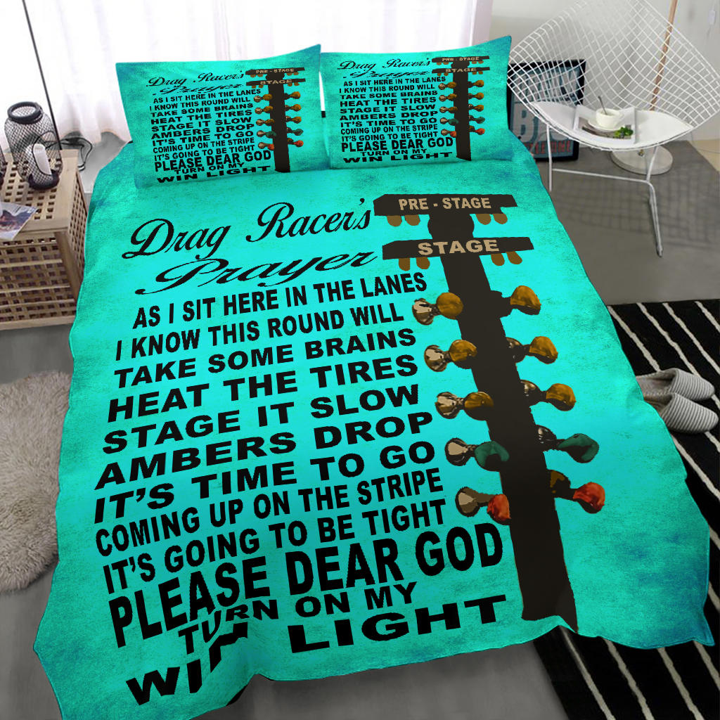 Drag Racer's Prayer Bedding Set Carolina Blue