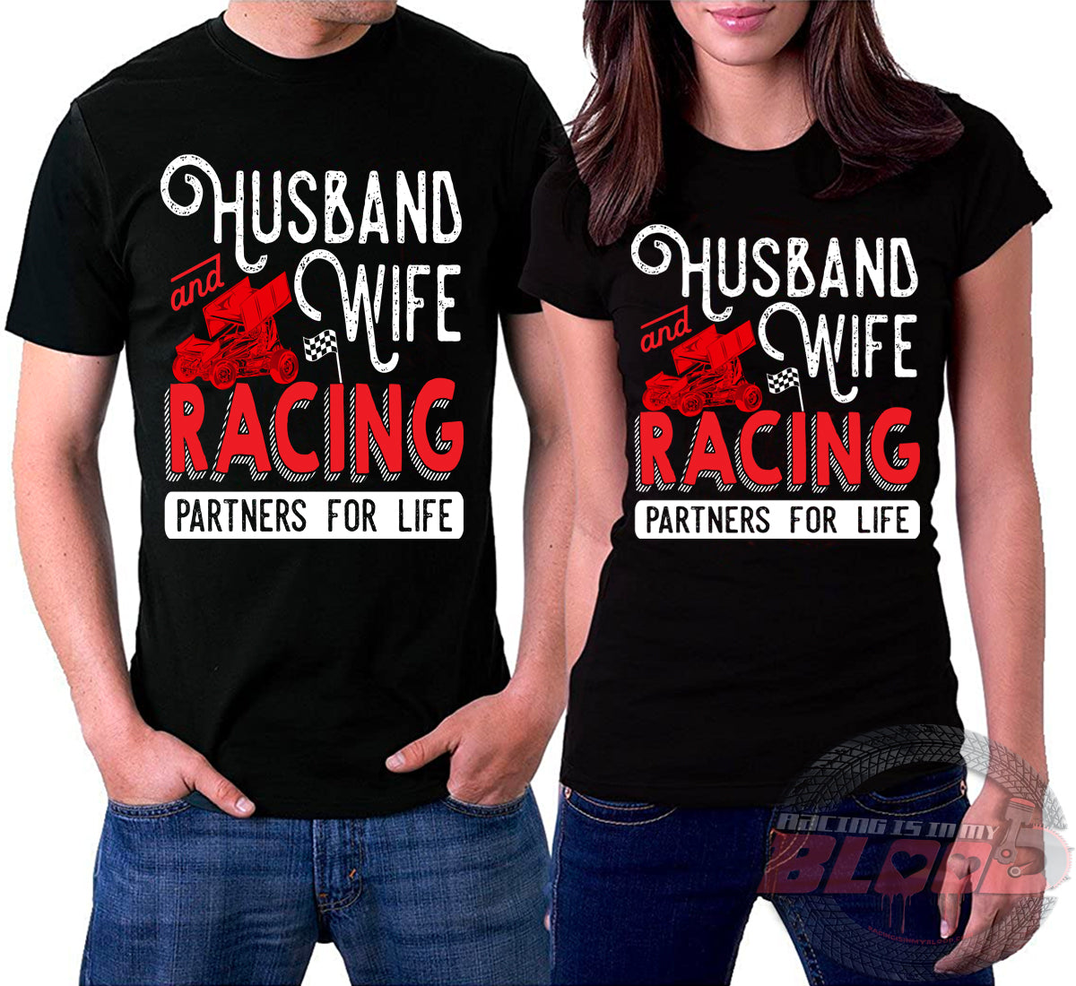 Husband And Wife Racing Partners For Life Sprint Car T-Shirts