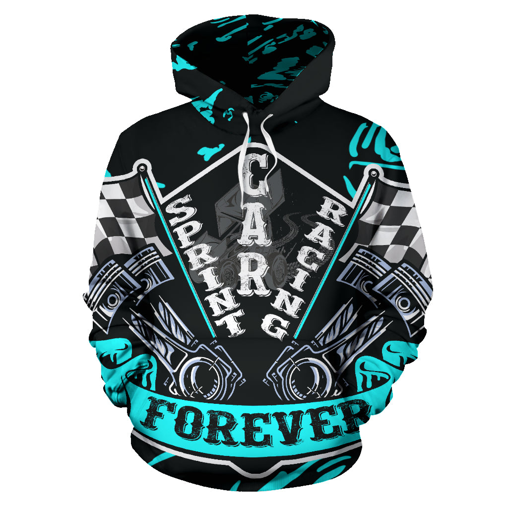 AOP Sprint Car Racing Hoodie Carolina Blue