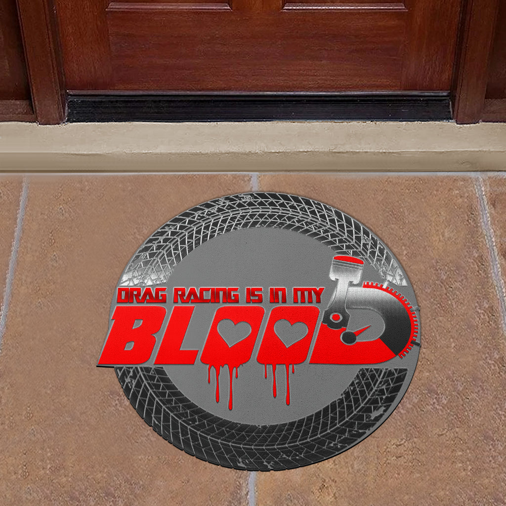 Drag Racing Is In My Blood Custom Shaped Door Mat Grey