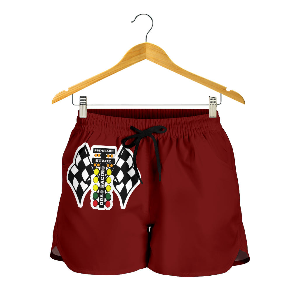 Drag Racing Flag Women's Shorts Maroon