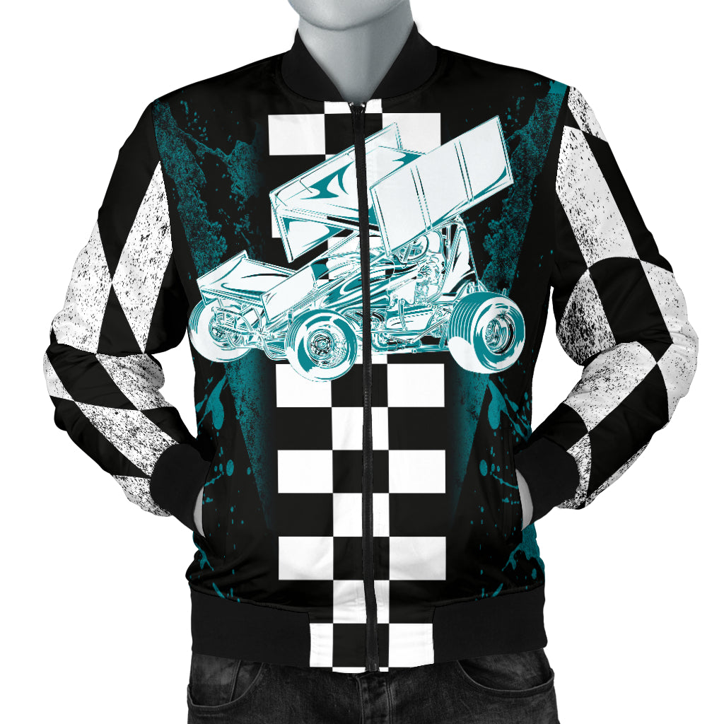 Sprint Car Racing Men's Bomber Jacket Teal