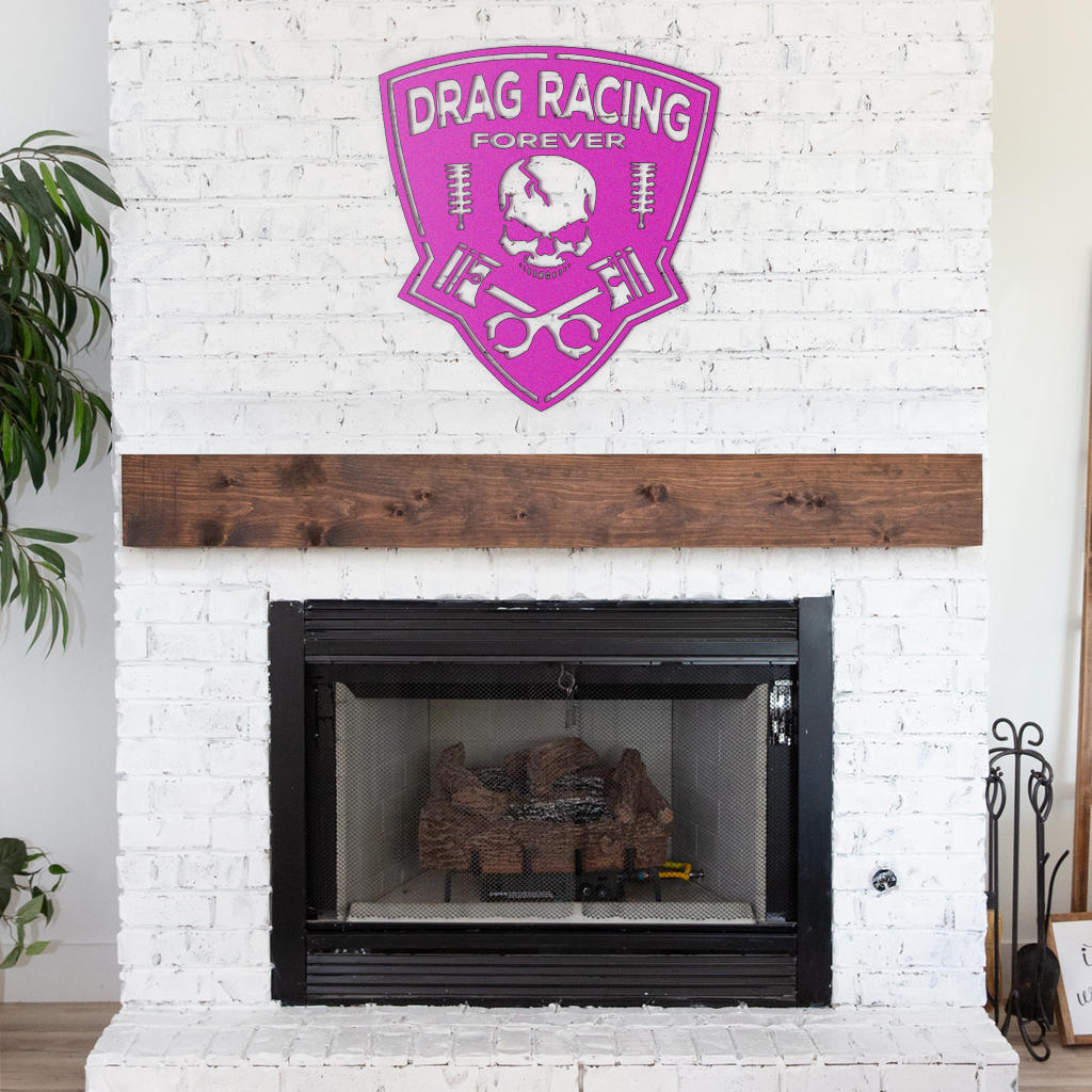 Drag Racing Forever Metal Sign Pink