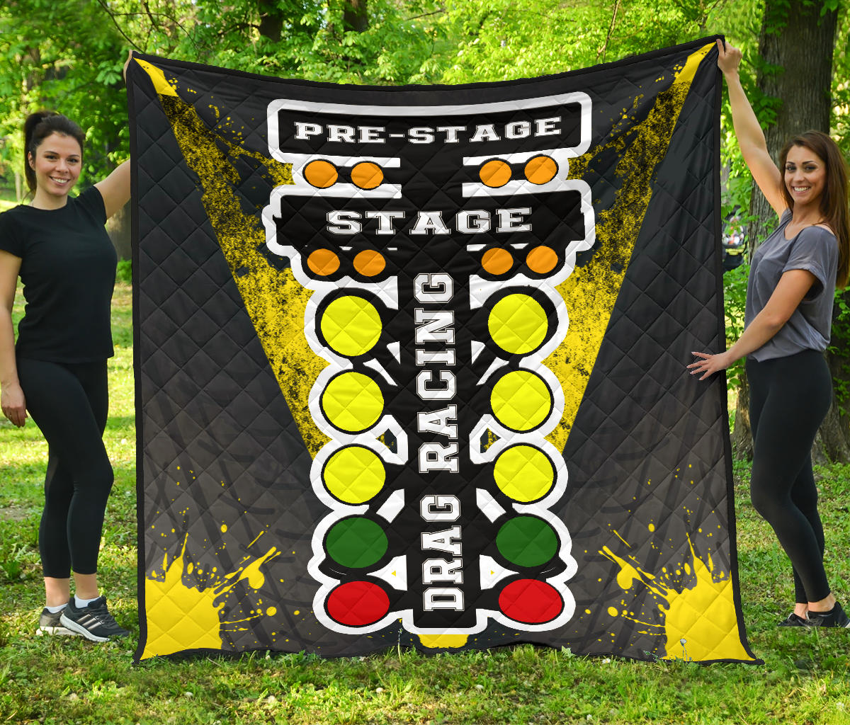 Drag Racing Premium Quilt Yellow