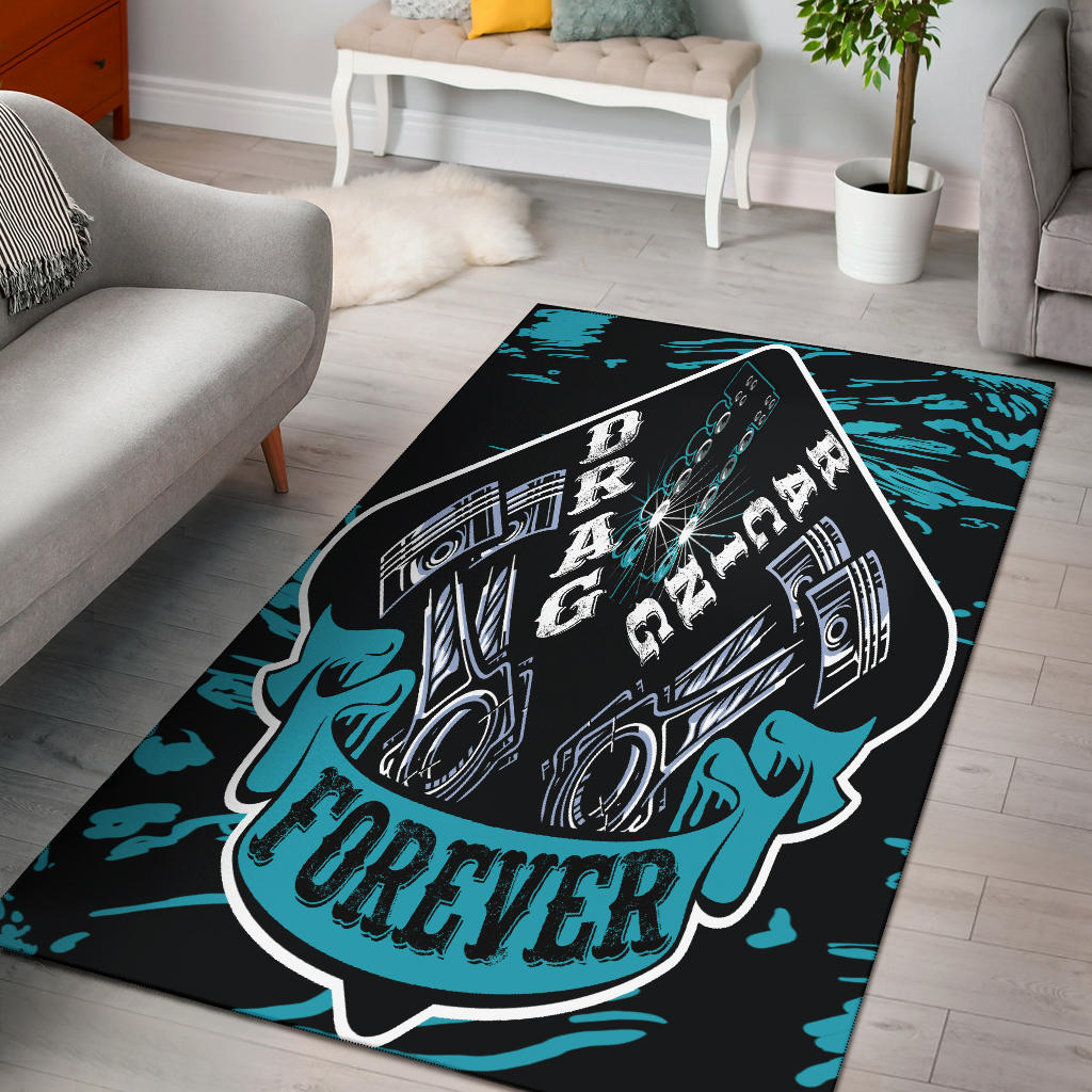 Drag Racing Forever Rug Carolina Blue