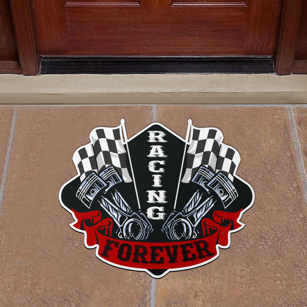 Custom shaped racing door mat red