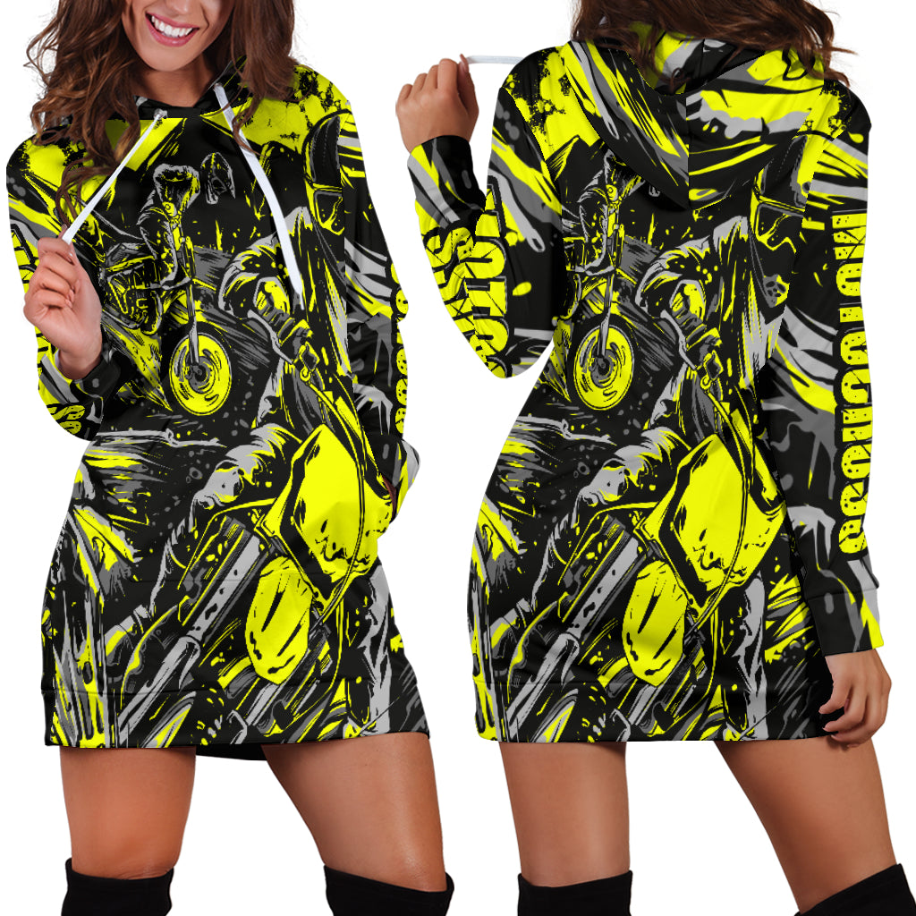 Motocross Hoodie Dress Yellow