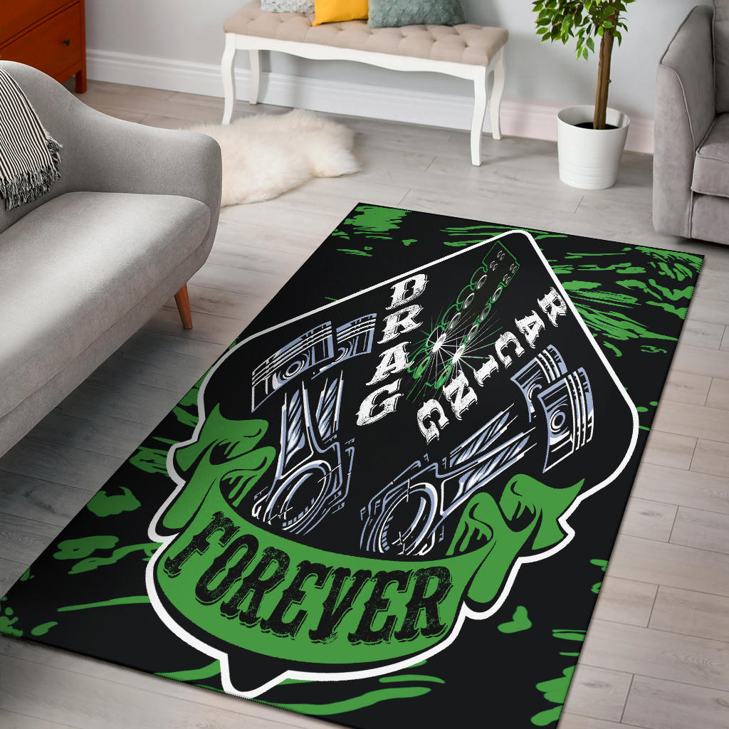 Drag Racing Forever Rug Green
