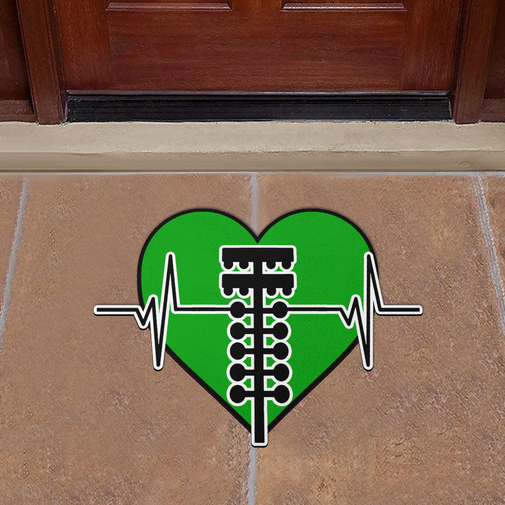 Custom Drag Racing Heartbeat Door Mat Green