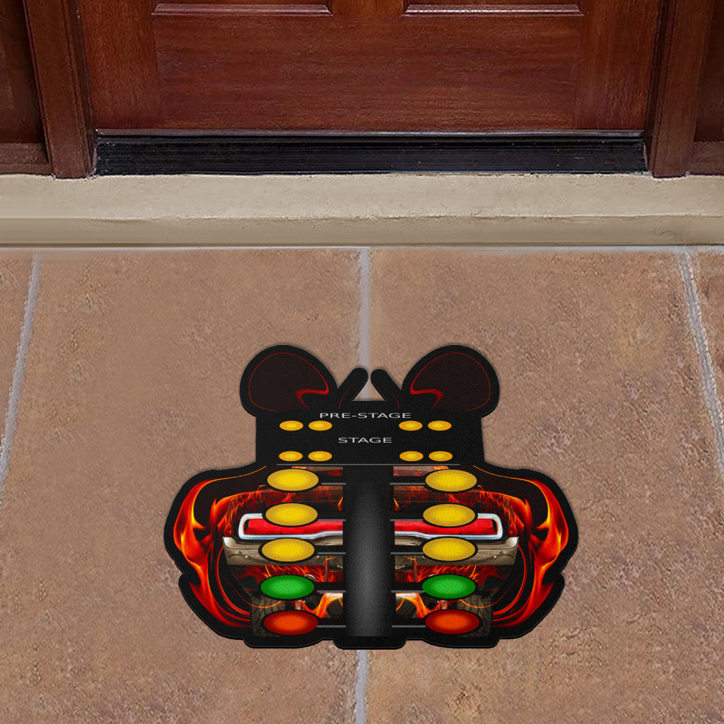 Custom shaped drag racing door mat v1