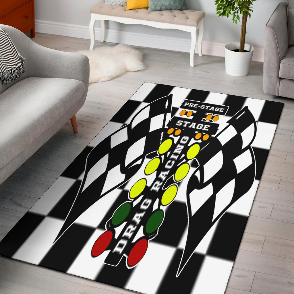 Drag Racing Flag Rug