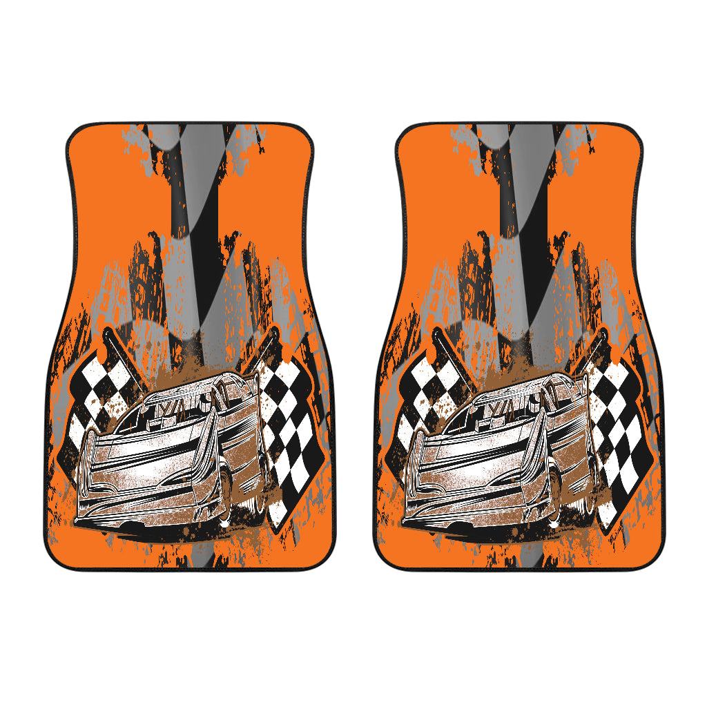2 Front Orange Dirt Racing Late Model Car Mats