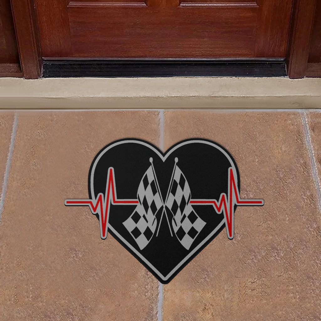 Custom Shaped Racing Heartbeat Door Mat
