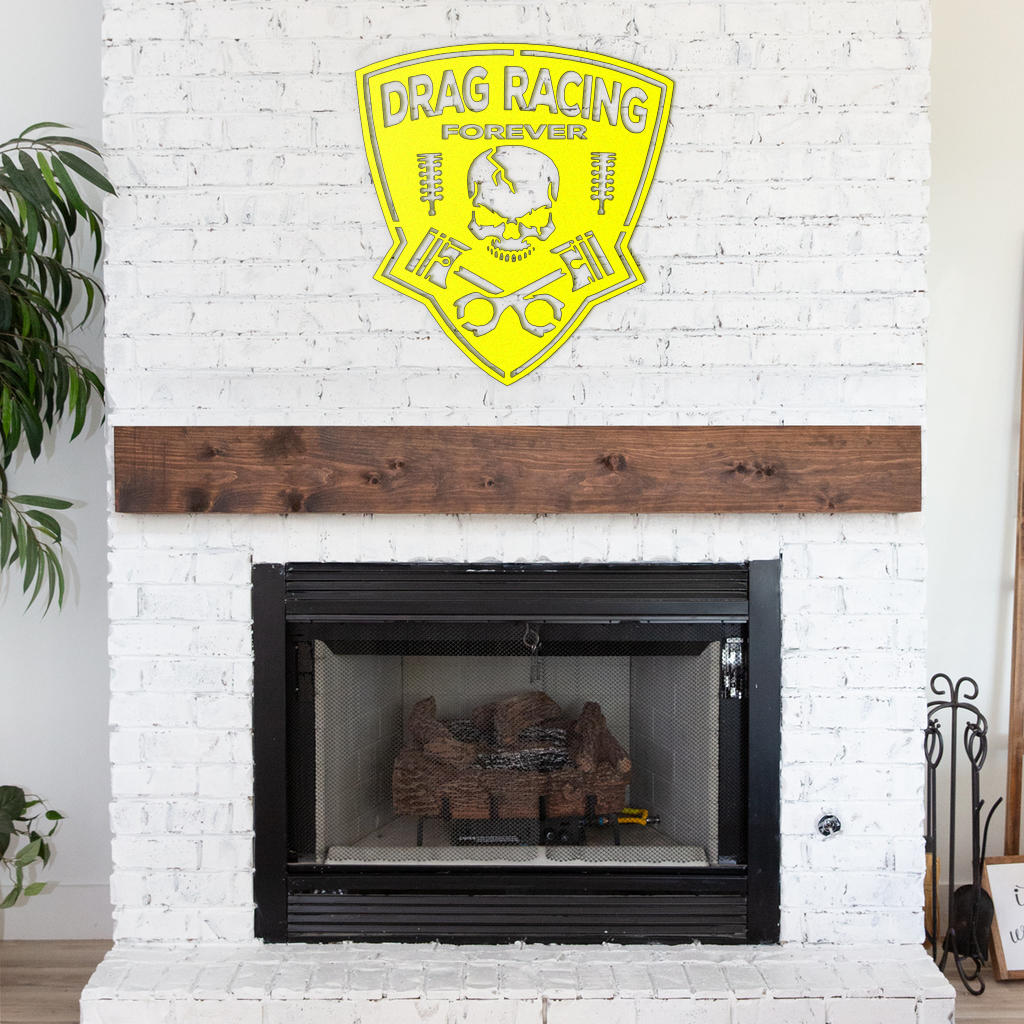 Drag Racing Forever Metal Sign Yellow