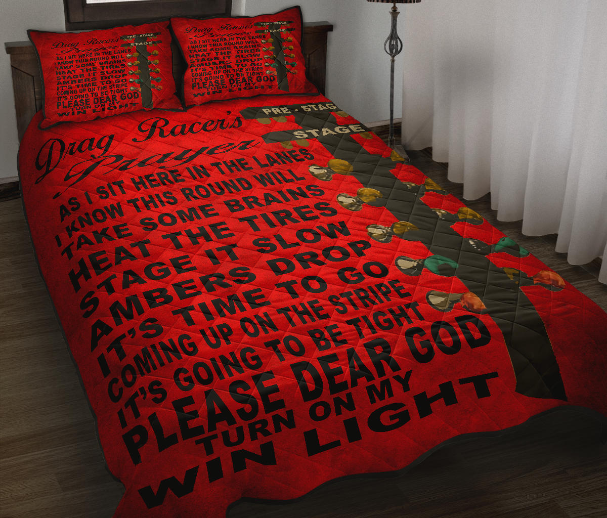 Drag Racer's Prayer Quilt Bed Set Red