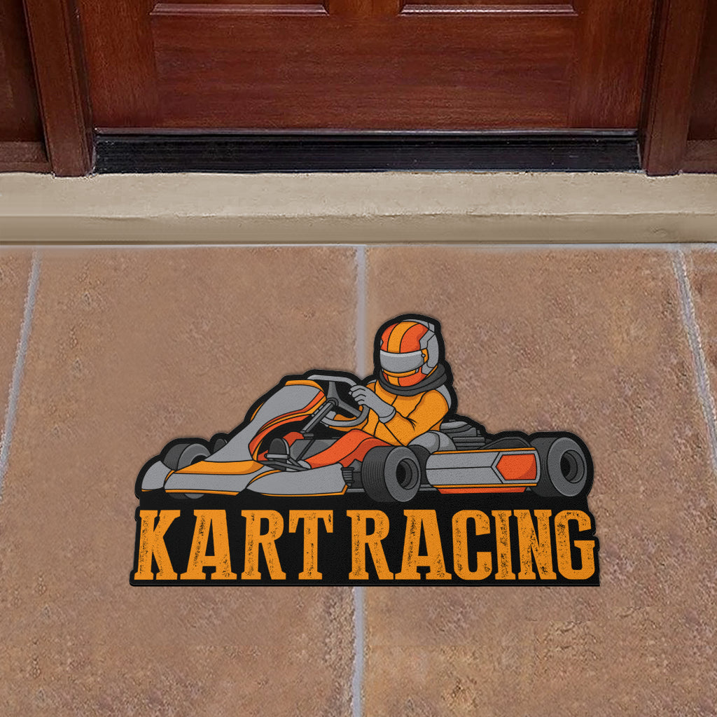 Custom shaped kart racing door mat