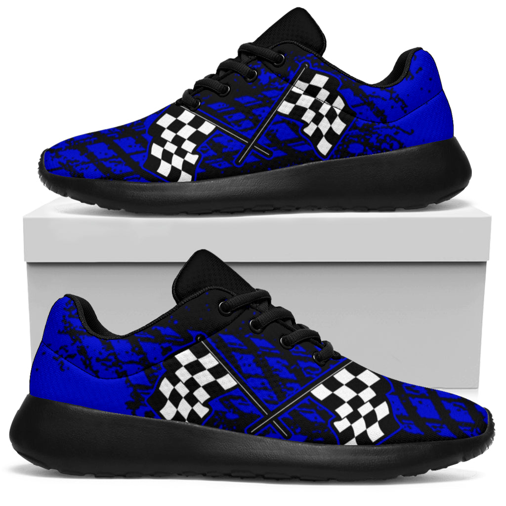 Dirt Racing Blue Muddy Flag Sneakers Black