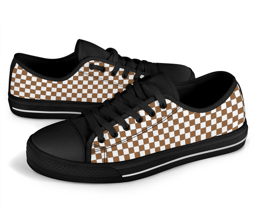 Racing Brown Checkered Low Tops Black
