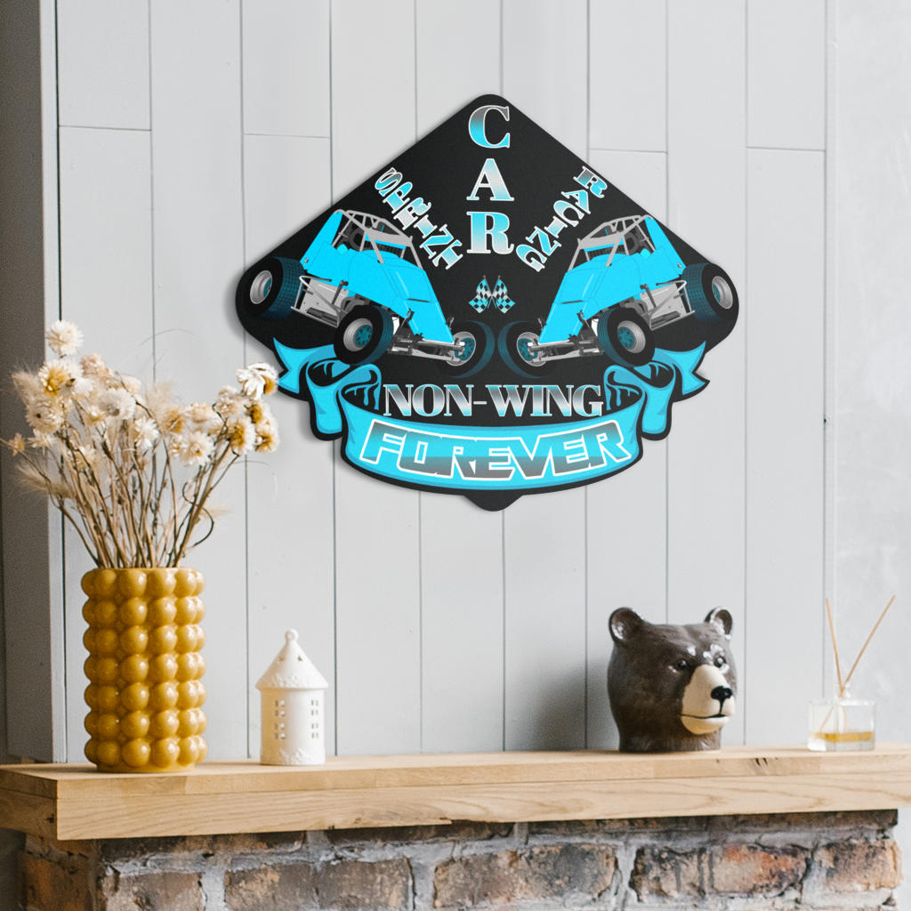 Sprint Car Racing Forever Non-Wing Metal Sign Carolina Blue