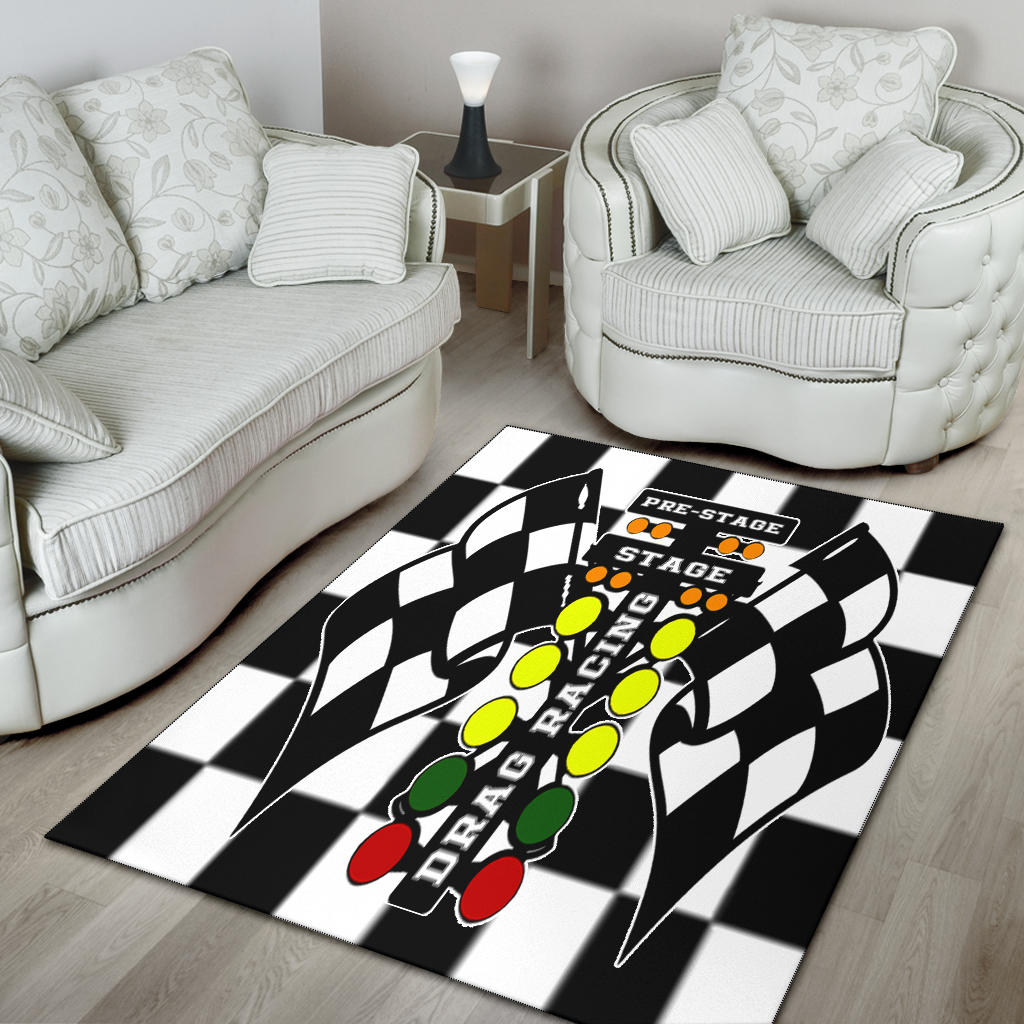 Drag Racing Flag Rug