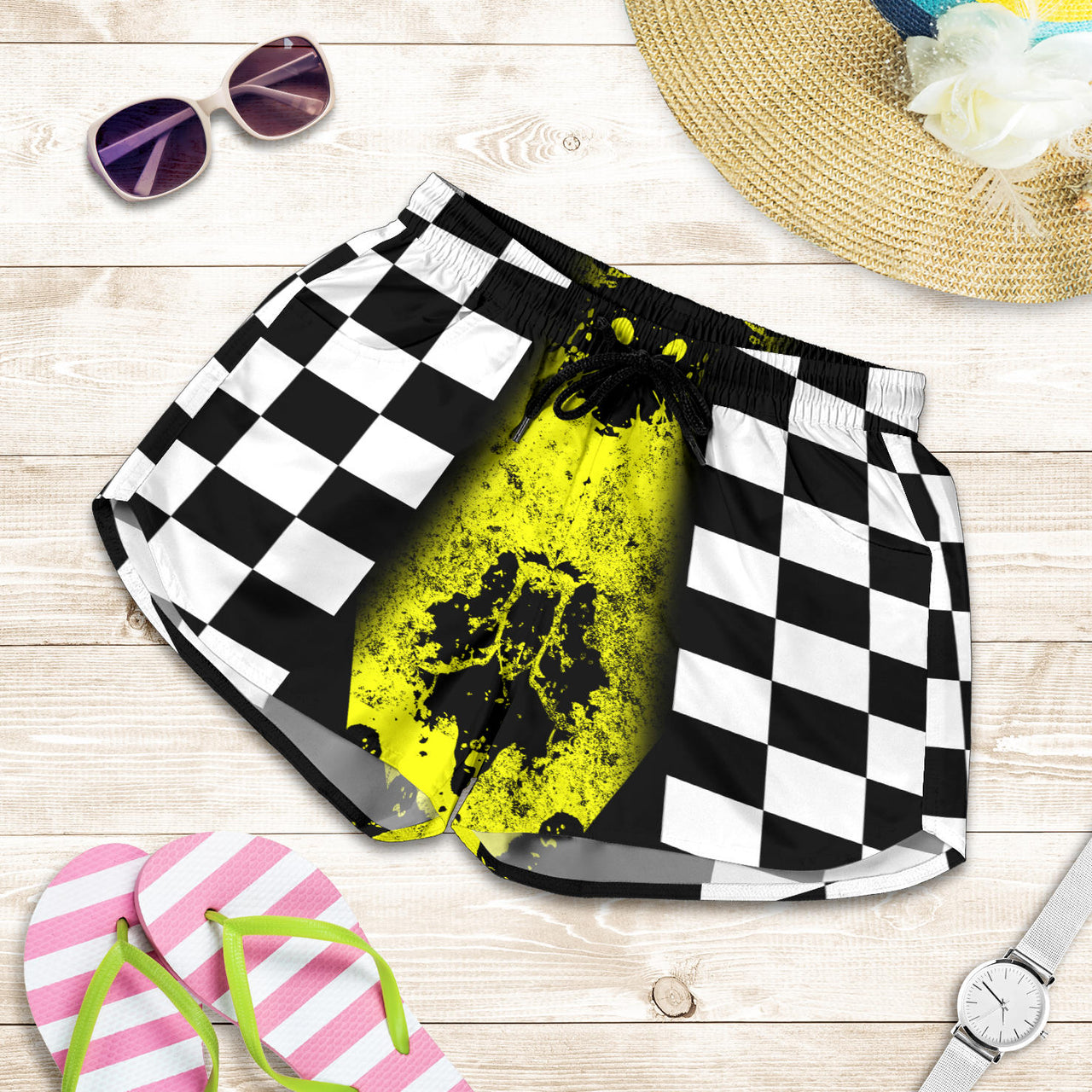 Racing Flag Women's Shorts Yellow