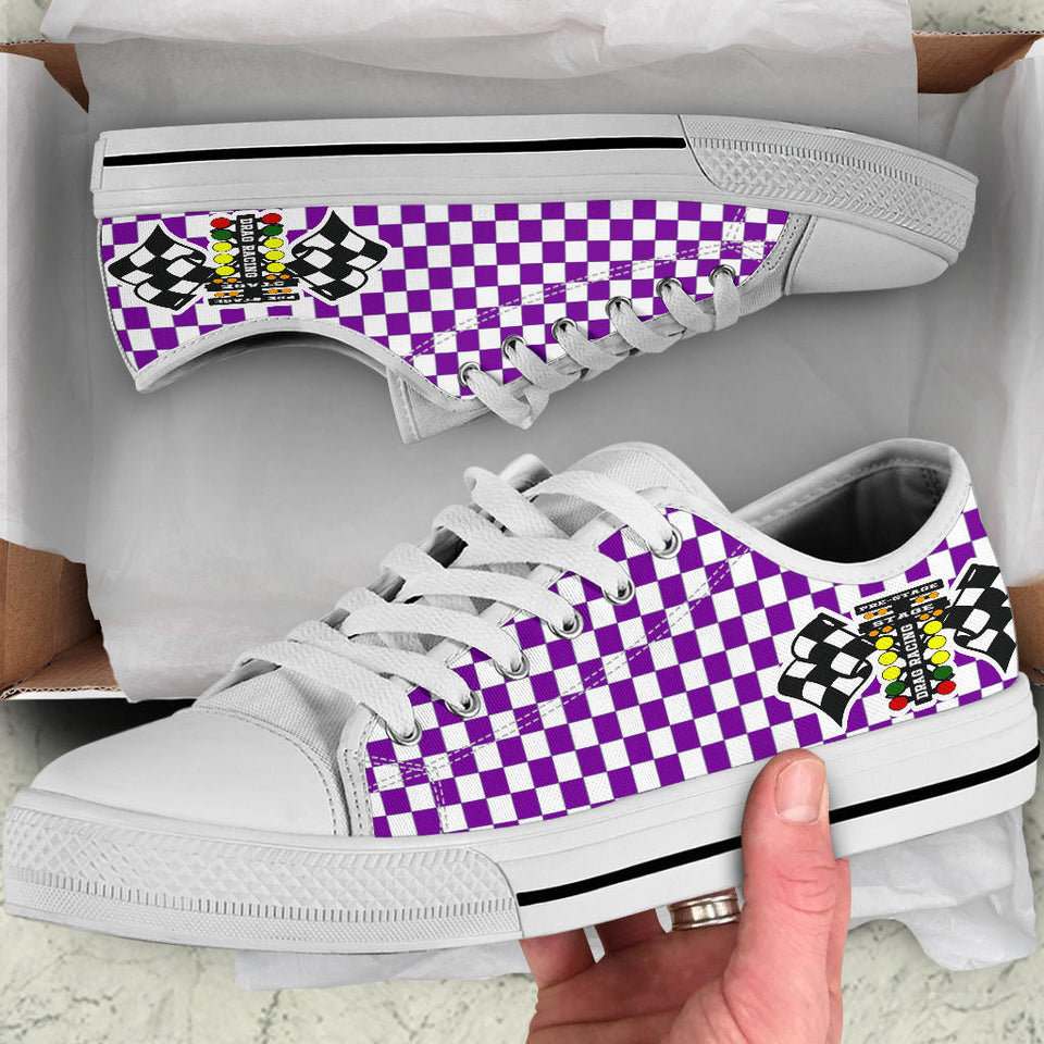 Drag Racing Purple Flag Low Tops White