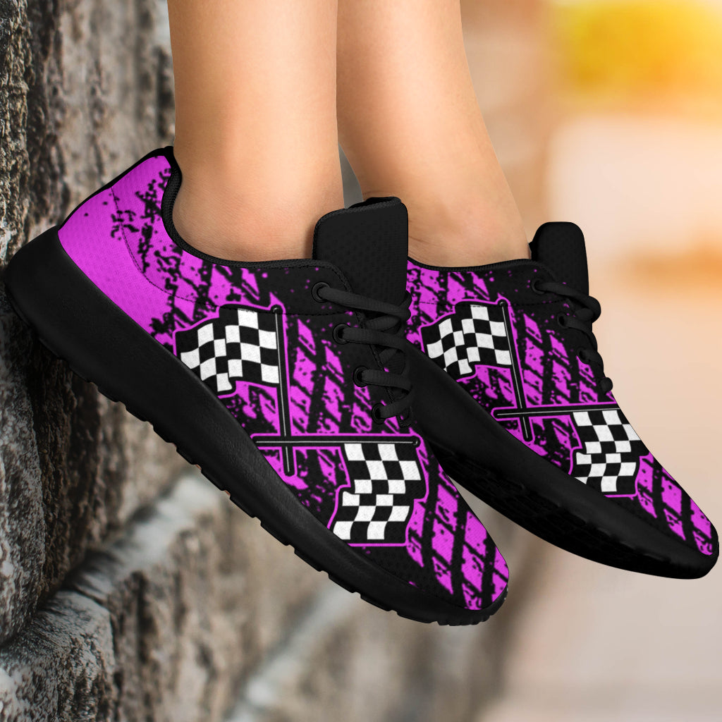 Dirt Racing Sneakers Pink Muddy Flag