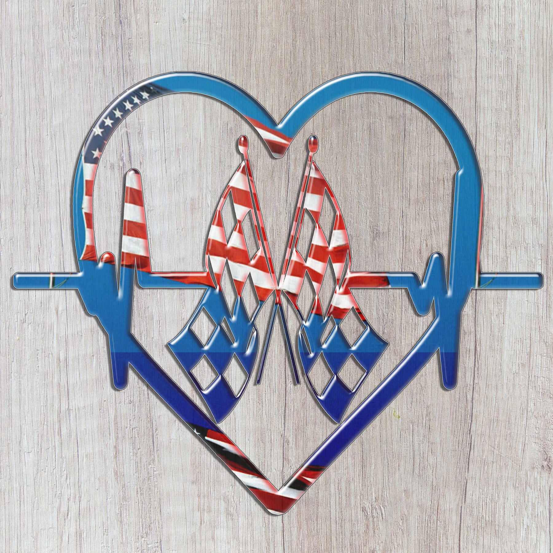 Racing Heartbeat USA Metal Sign